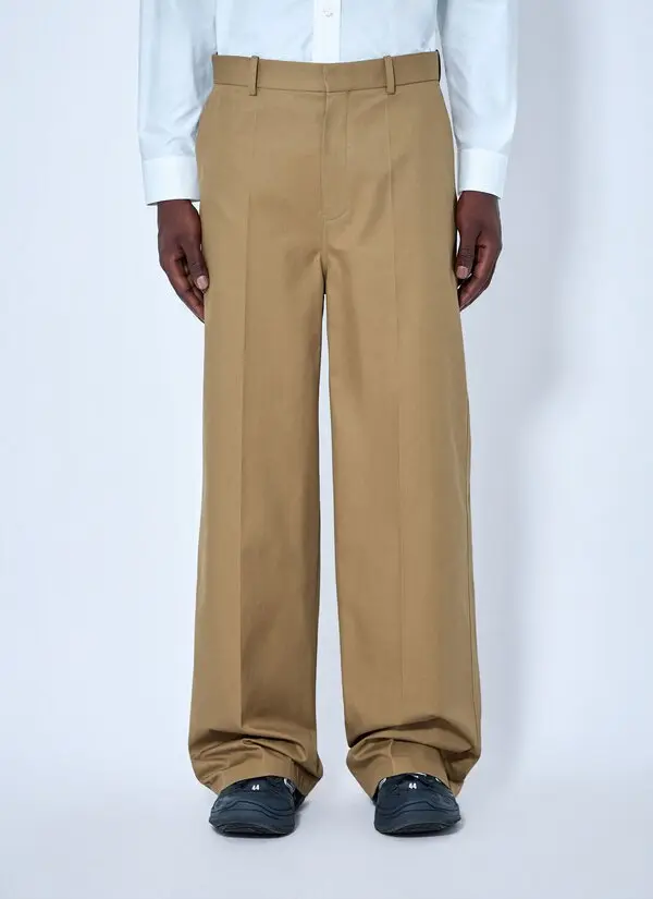 Balenciaga Wide Leg Cotton Chino Pants - Camel