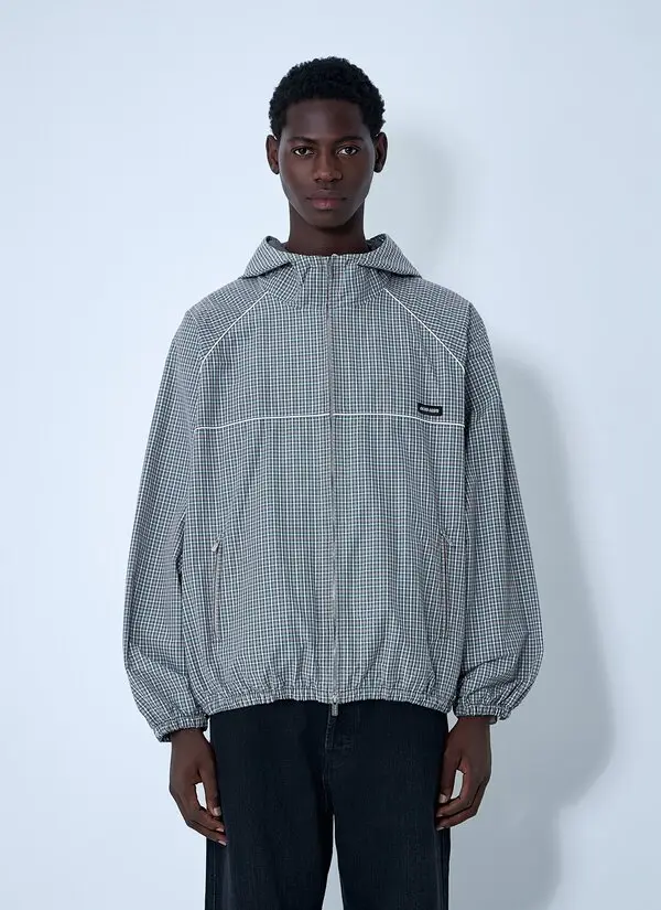 Miu Miu Check Hooded Jacket - Grey