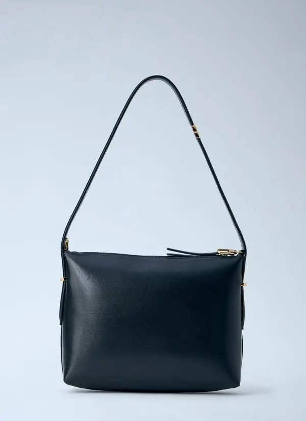 TOTEME Bevel Leather Wristlet Handbag - Black