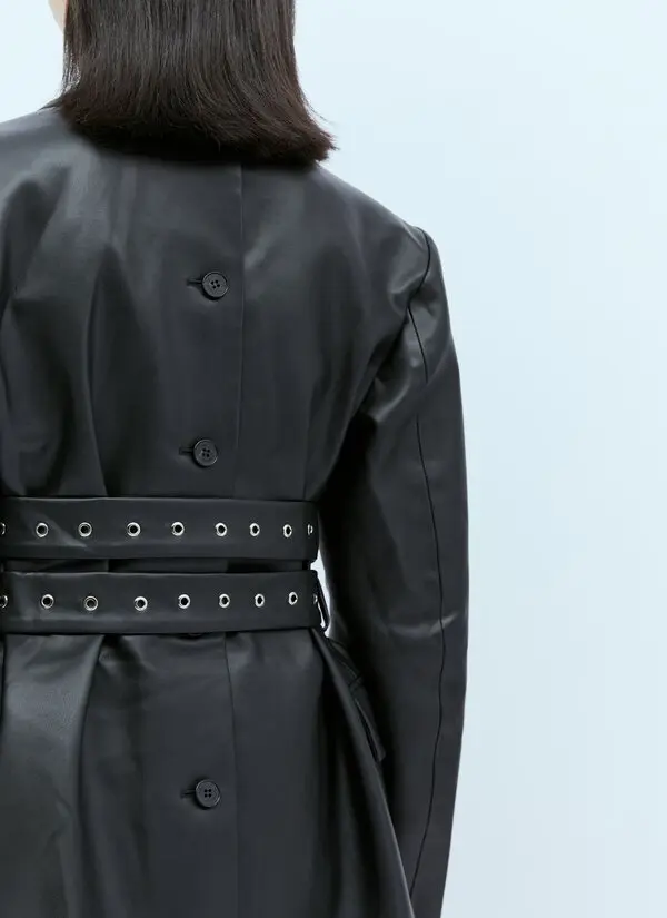 Rokh Triple Belt Faux Leather Blazer