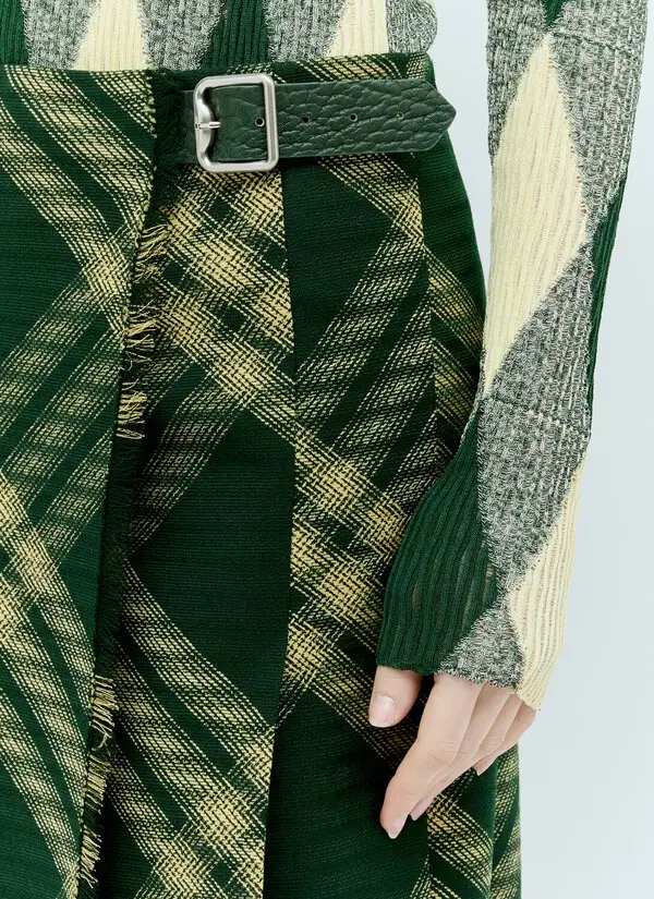 Burberry Wool Check Midi Skirt
