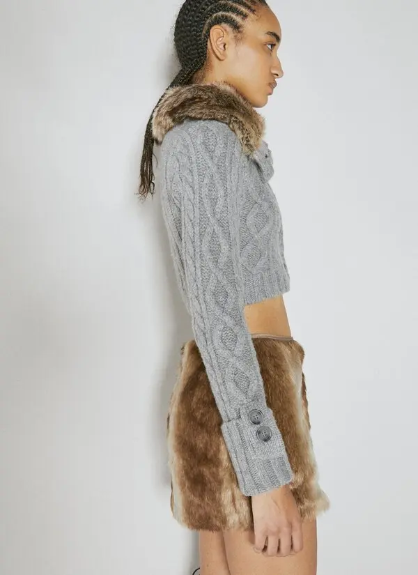 Guess Faux Fur Cable Sweater