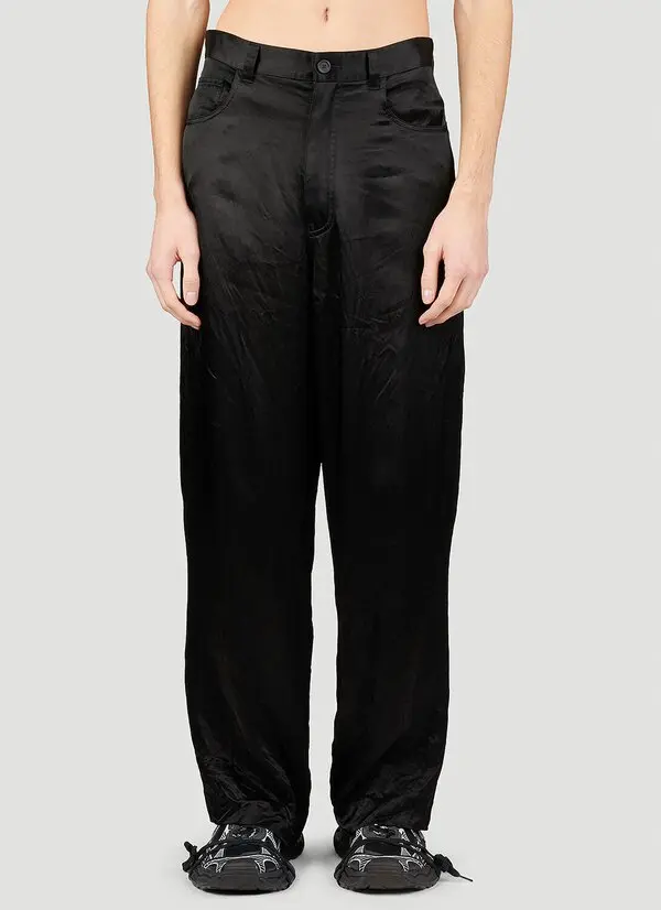 Balenciaga Five Pocket Satin Pants - Black
