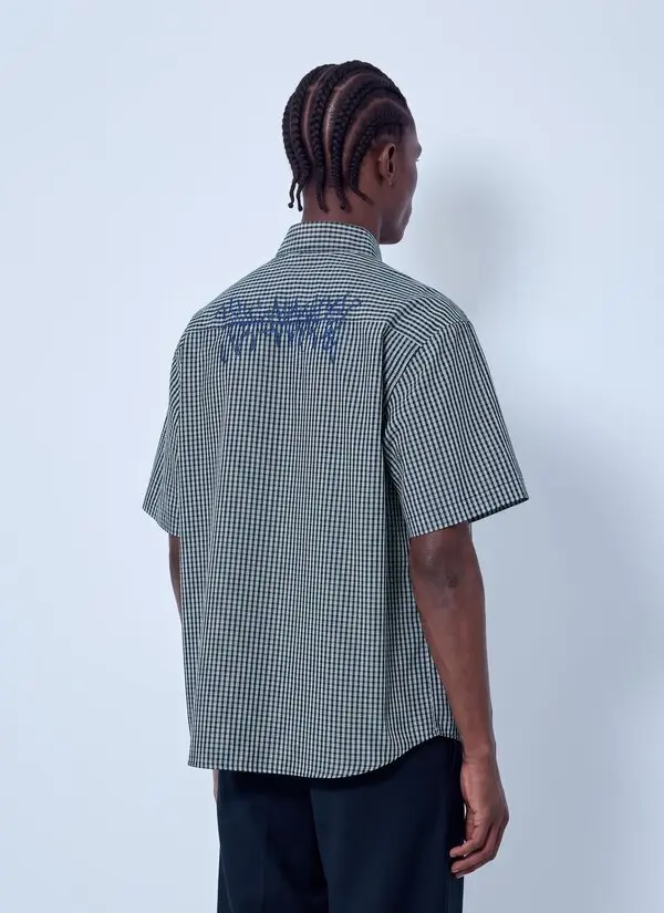 Vetements Metal Logo Checked Short Sleeve Shirt