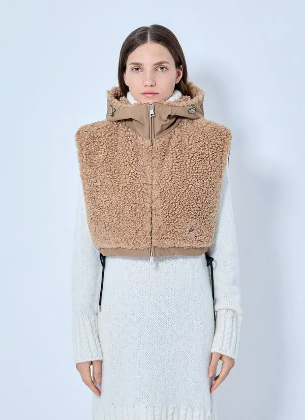 Moncler Sherpa Hooded Overlay - Camel