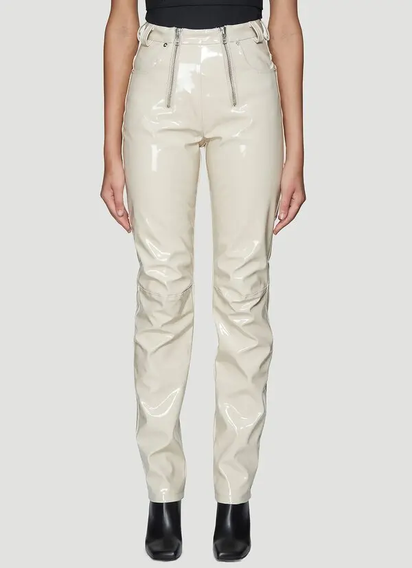 GMBH High Waist Vinyl Pants - Beige