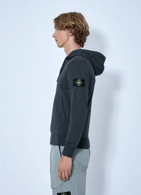Stone Island Hooded Zip-up Sweatshirt