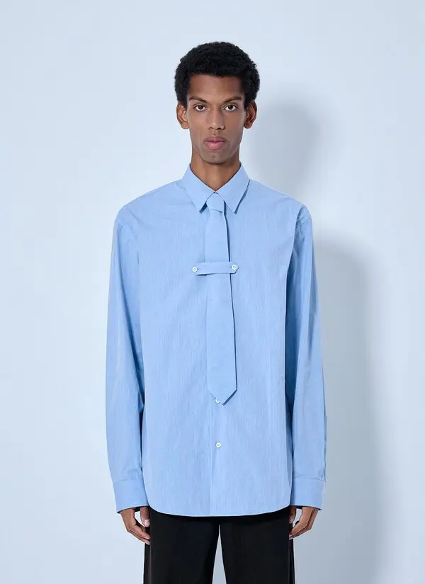 Dries Van Noten Cilian Classic Cotton Shirt With Tie