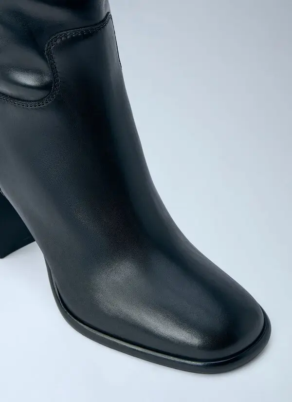 Prada Block Heel Leather Boots