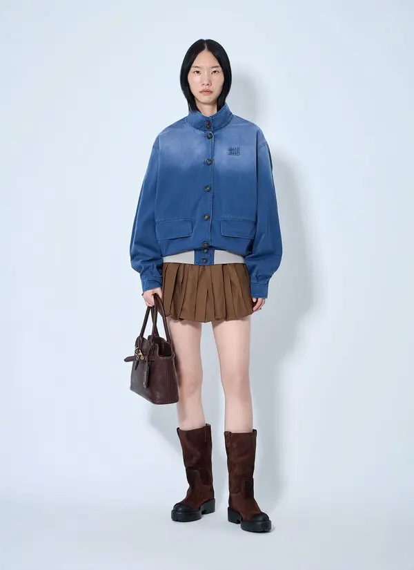 Miu Miu Old Washed Twill Blouson Jacket - Blue