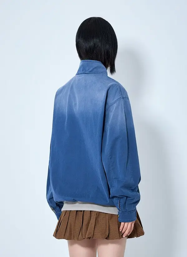 Miu Miu Old Washed Twill Blouson Jacket - Blue