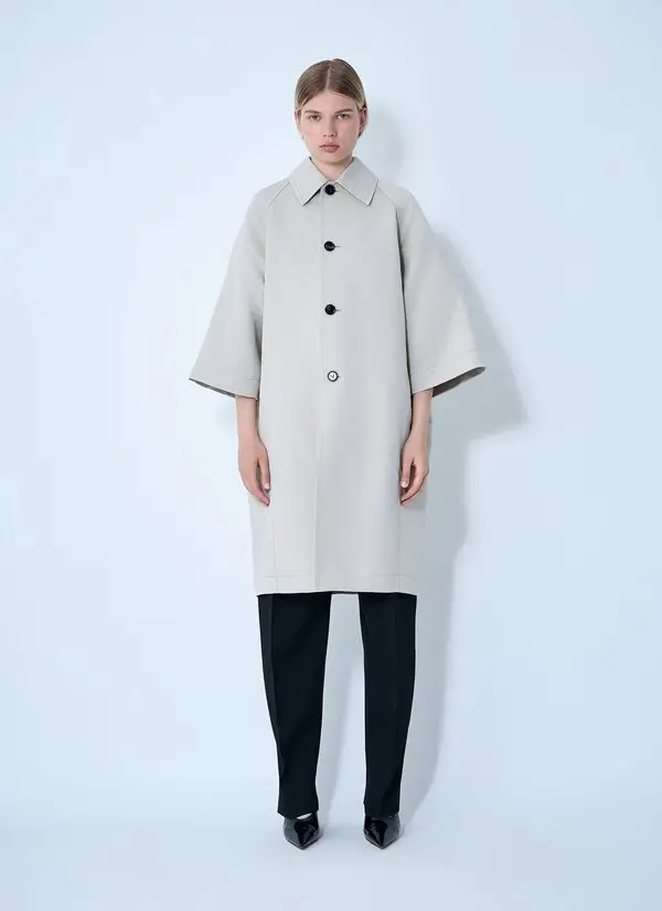 Bottega Veneta Silk-and-cotton-blend Coat - Grey
