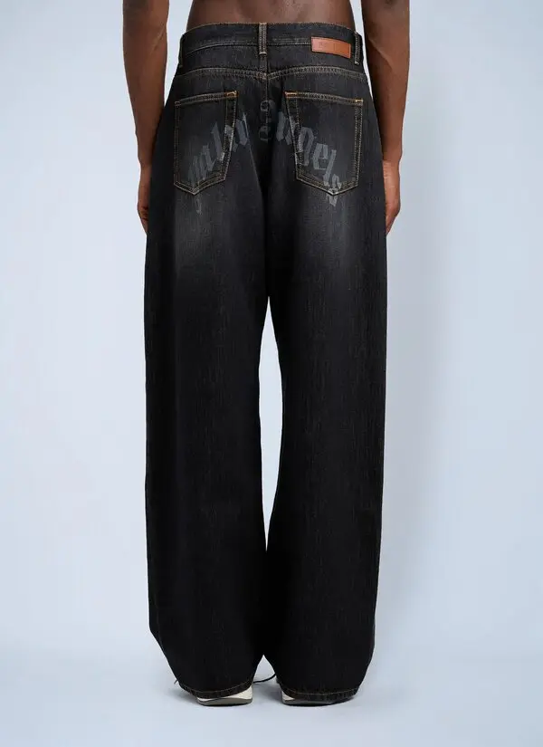Palm Angels Curved Logo Loose Jeans