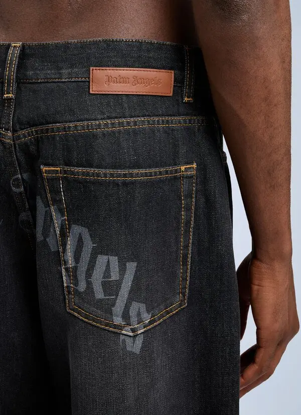 Palm Angels Curved Logo Loose Jeans
