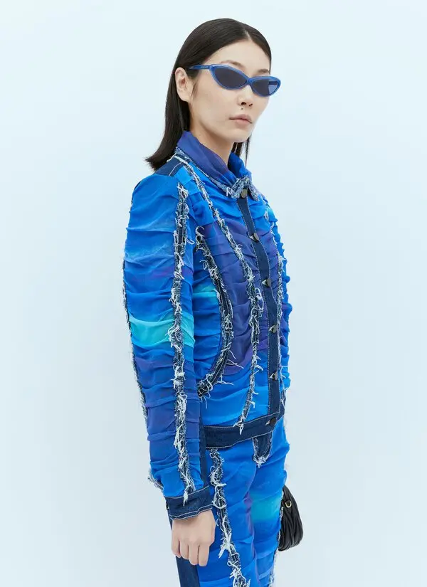 Paula Canovas Del Vas Mesh Construction Denim Jacket - Blue