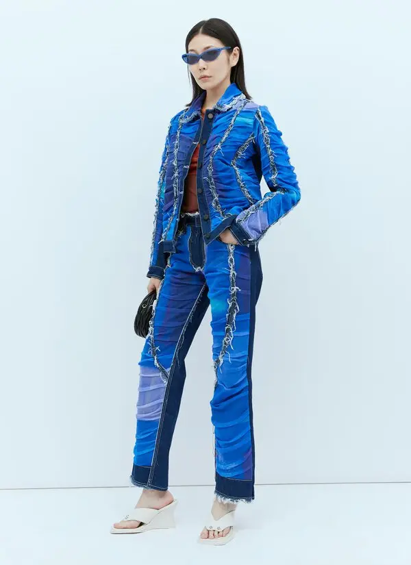 Paula Canovas Del Vas Mesh Construction Denim Jacket