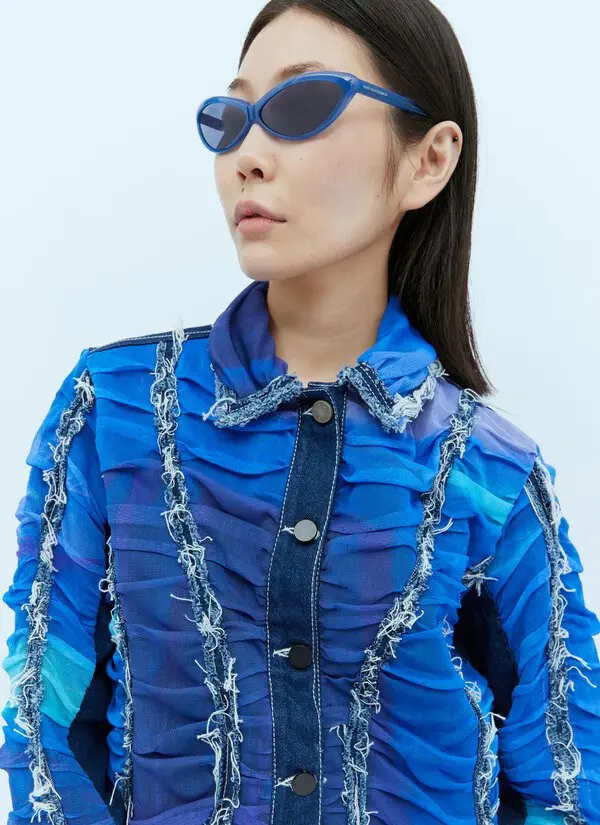 Paula Canovas Del Vas Mesh Construction Denim Jacket