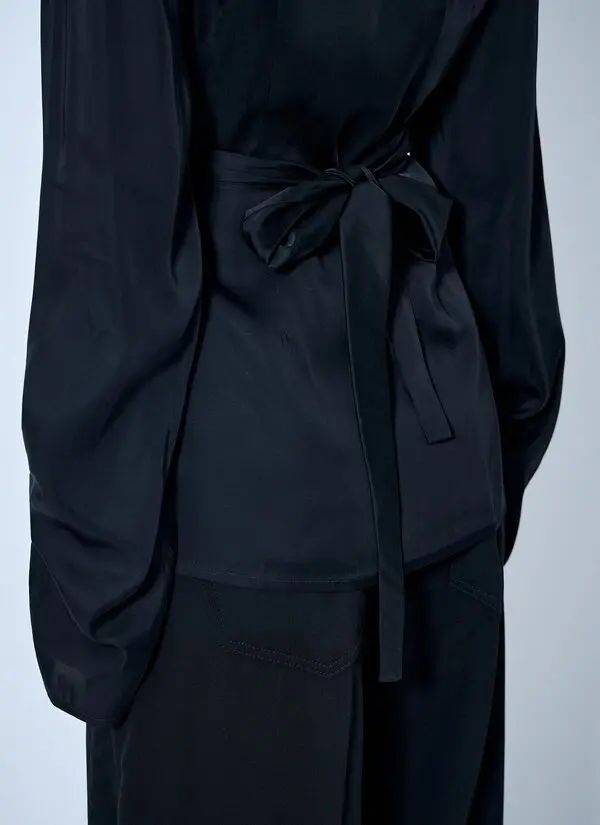 Rick Owens Laura Satin Wrap Top - Black