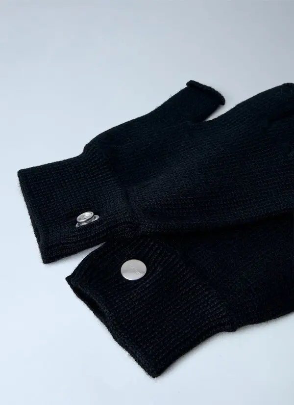 Rick Owens Ribbed Trim Fingerless Gloves