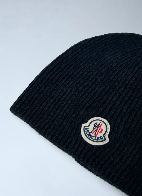Moncler Ribbed Wool Beanie Hat