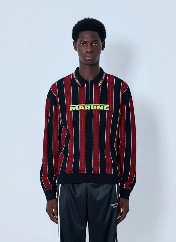 Martine Rose Striped Polo Sweatshirt - Red