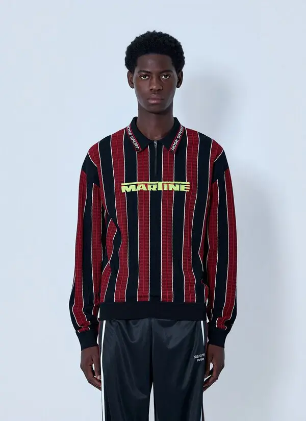 Martine Rose Striped Polo Sweatshirt - Red
