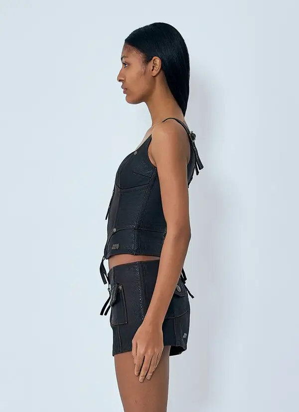 MISS SIXTY X KNWLS Leather Top
