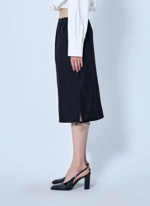 Prada Elastic Waist Re-nylon Midi Skirt