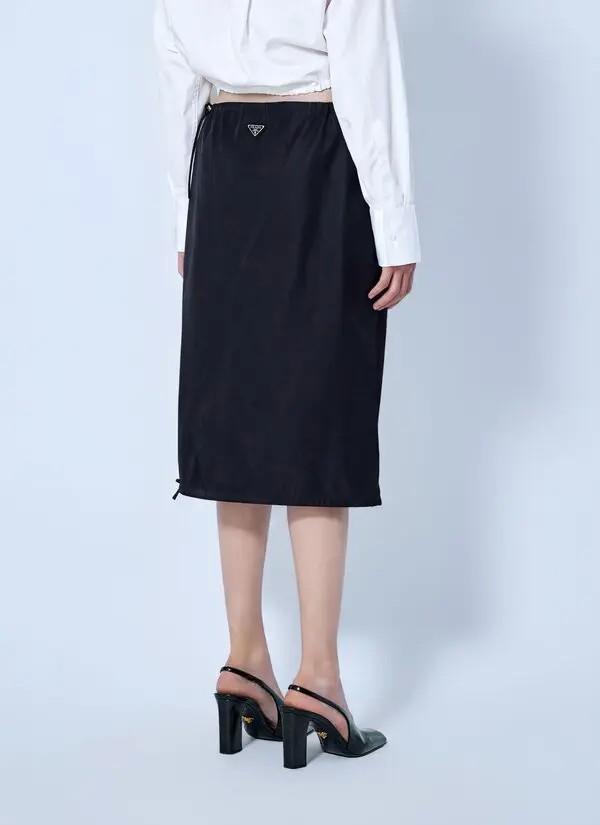 Prada Elastic Waist Re-nylon Midi Skirt