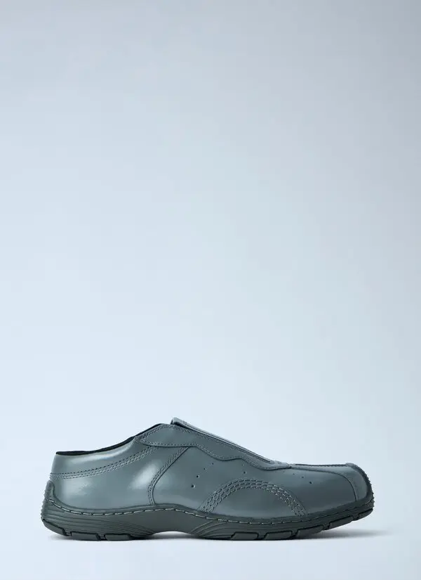 Dr. Martens Aurix Gunmetal Satin Finish Leather Slip Ons - Grey
