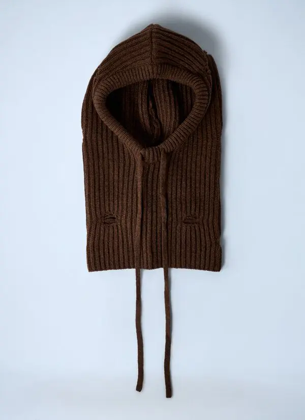 MAISON MARGIELA Logo Motif Knitted Balaclava - Brown