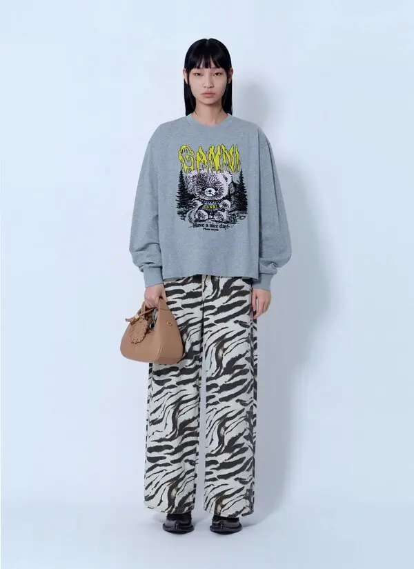 GANNI Basic Cotton Jersey Longsleeve - Grey