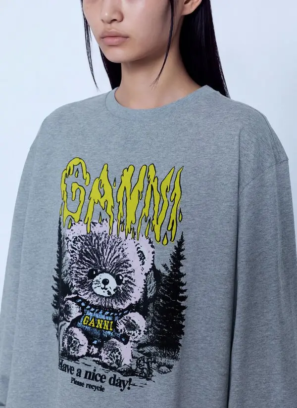 GANNI Basic Cotton Jersey Longsleeve - Grey