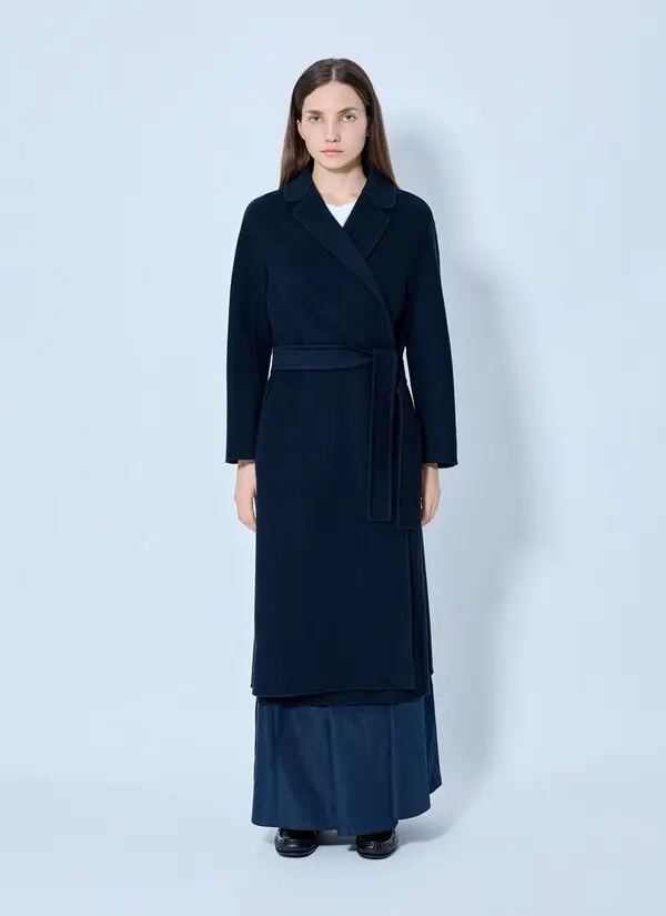 Max Mara Wrap-around Wool Coat - Navy