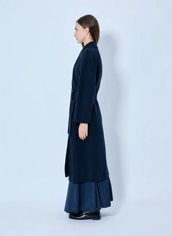 Max Mara Wrap-around Wool Coat - Navy