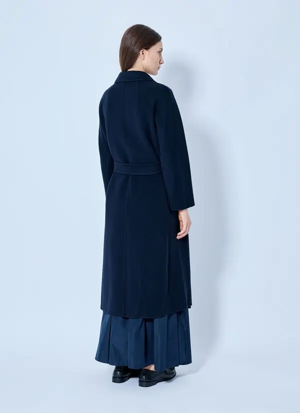 Max Mara Wrap-around Wool Coat - Navy
