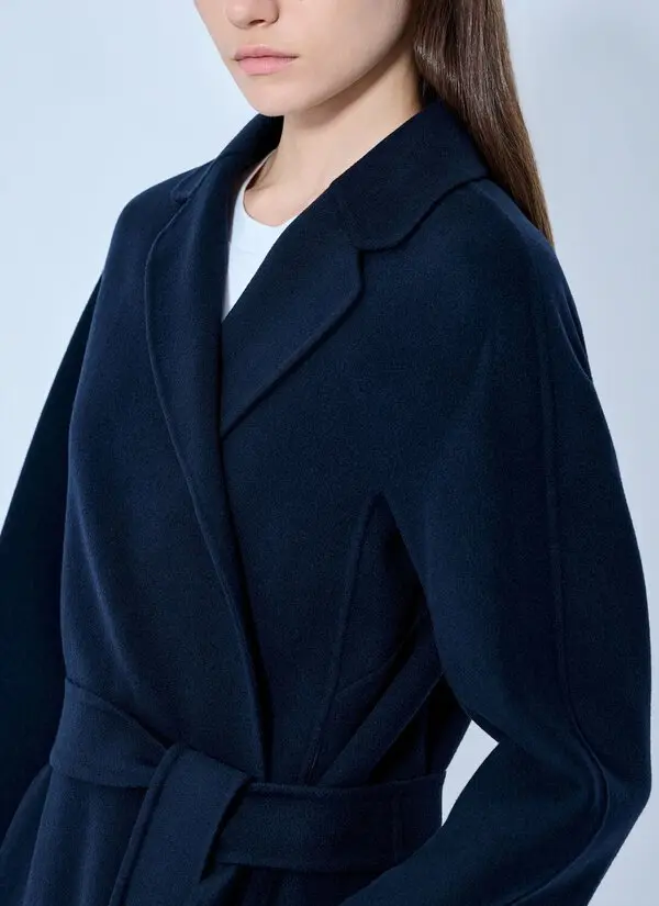 Max Mara Wrap-around Wool Coat - Navy