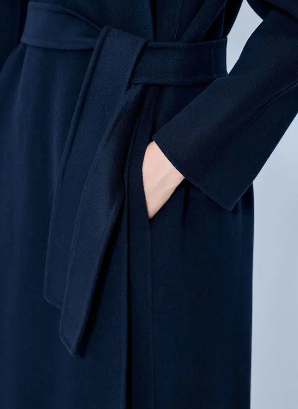 Max Mara Wrap-around Wool Coat - Navy