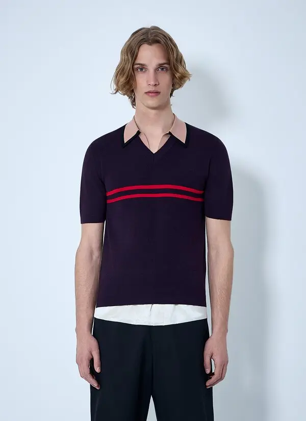 Dries Van Noten Knit Polo Shirt - Navy