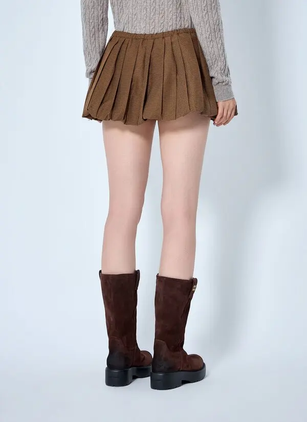 Miu Miu Pleated Gingham Check Mini Skirt