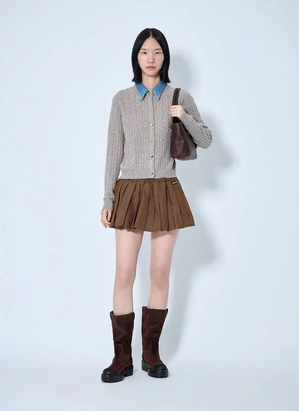 Miu Miu Pleated Gingham Check Mini Skirt