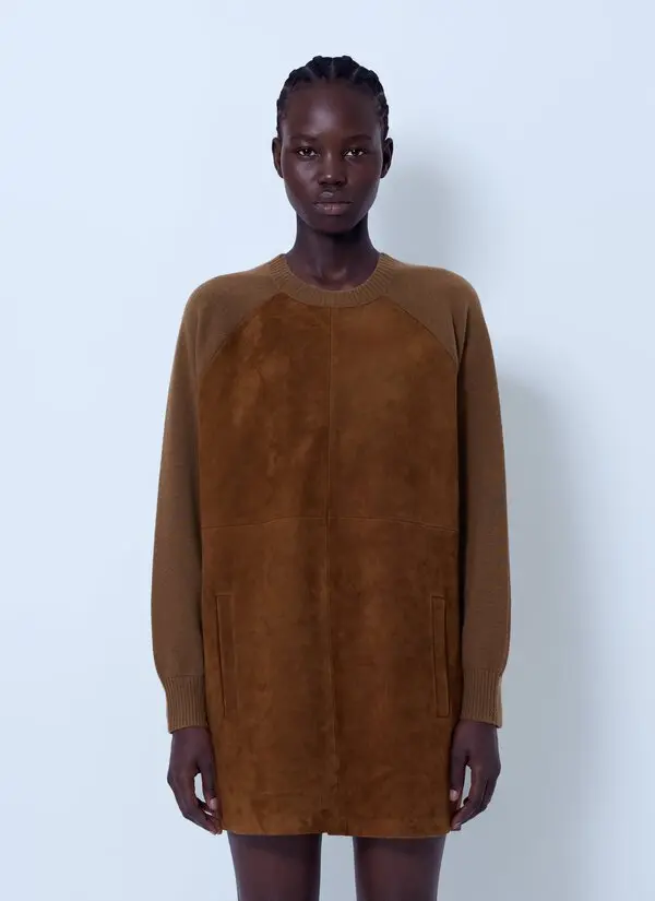 Max Mara Suede Panel Dress - Camel