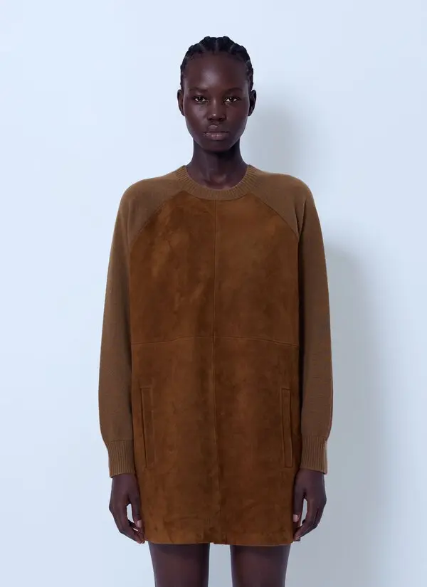 Max Mara Suede Panel Dress - Camel