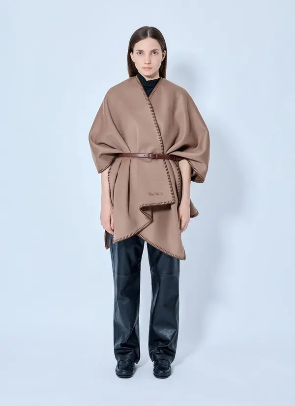 Max Mara Belted Wool Wrap - Beige