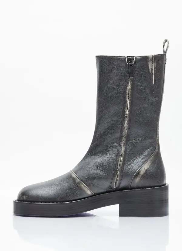 COURREGES Used Leather Zip Ankle Boots
