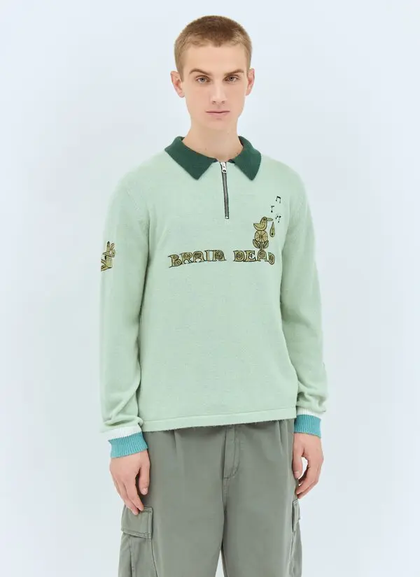 BRAIN DEAD Lex Half-zip Sweatshirt - Green