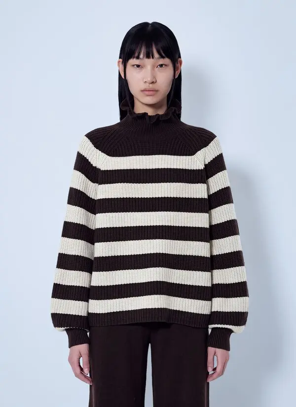 Max Mara Ribbed Stripe Knit Sweater - Brown