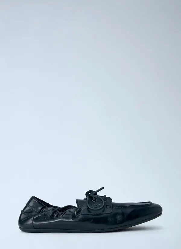 Prada Leather Moccasins - Black