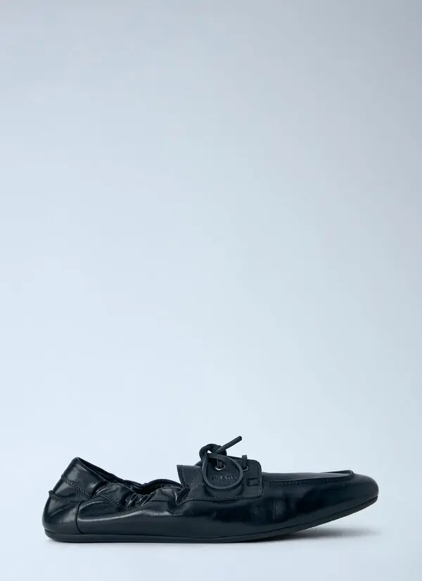 Prada Leather Moccasins - Black