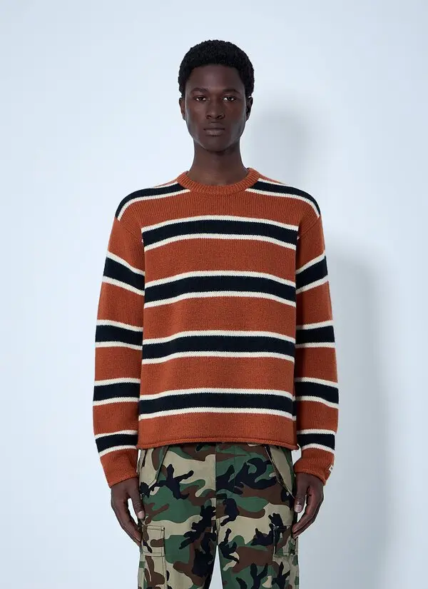 StÜssy Striped Wool-blend Sweater - Orange